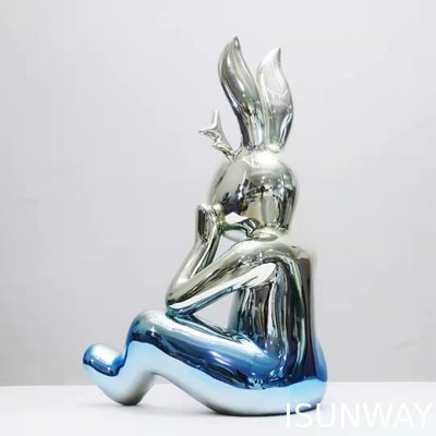 Custom meditation rabbit statues good for public place for rest and recreation